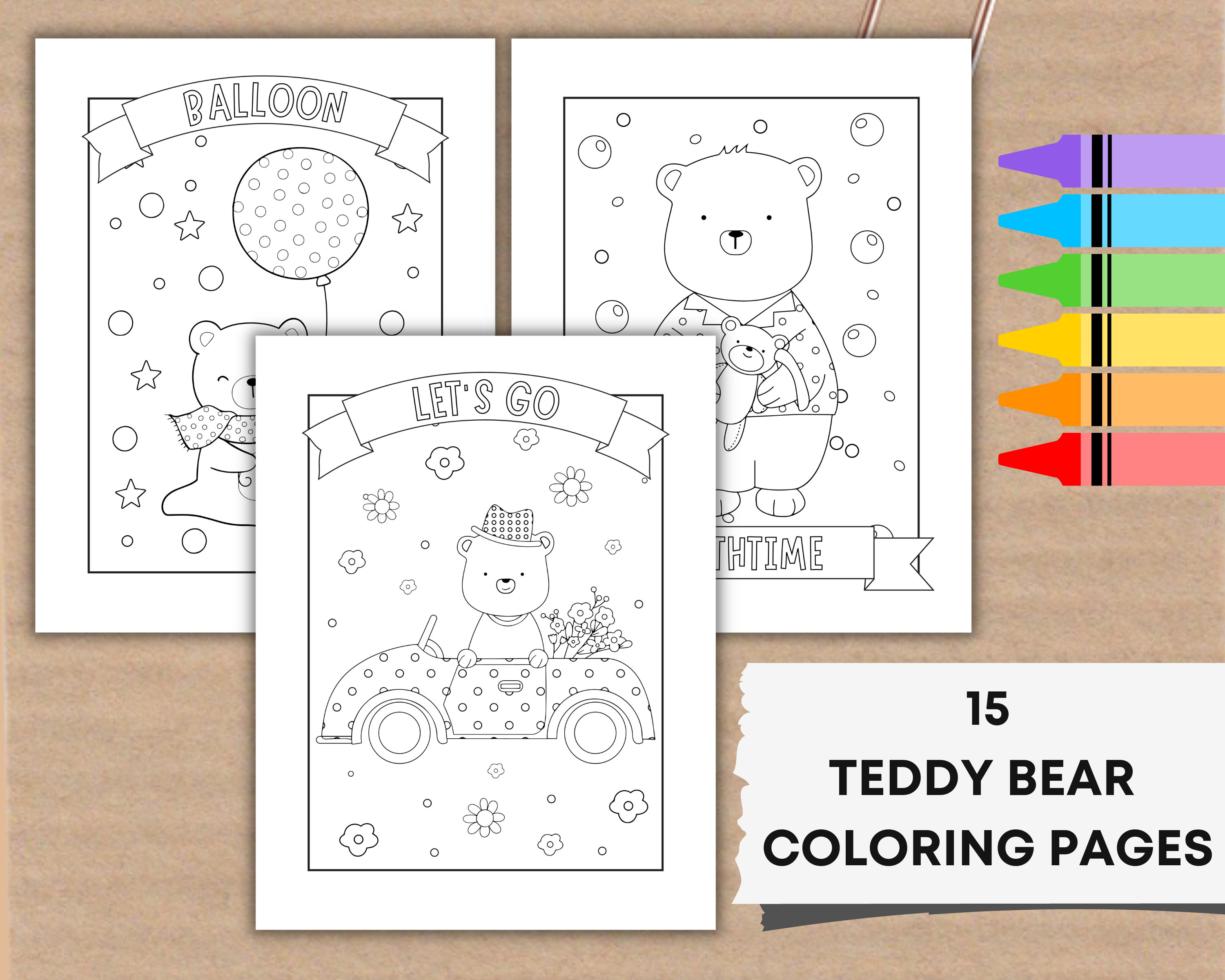 Teddy Bear Coloring Sheets / Printable PDF / Bear Coloring Page ...
