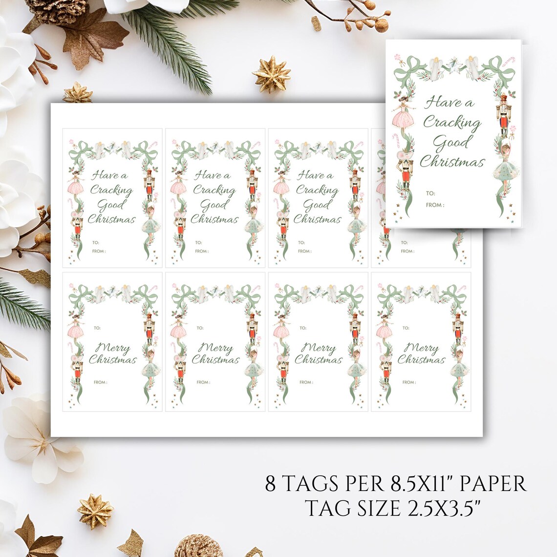 Nutcracker Christmas Tag Template, Nutcracker Tag, Printable Gift Tags ...