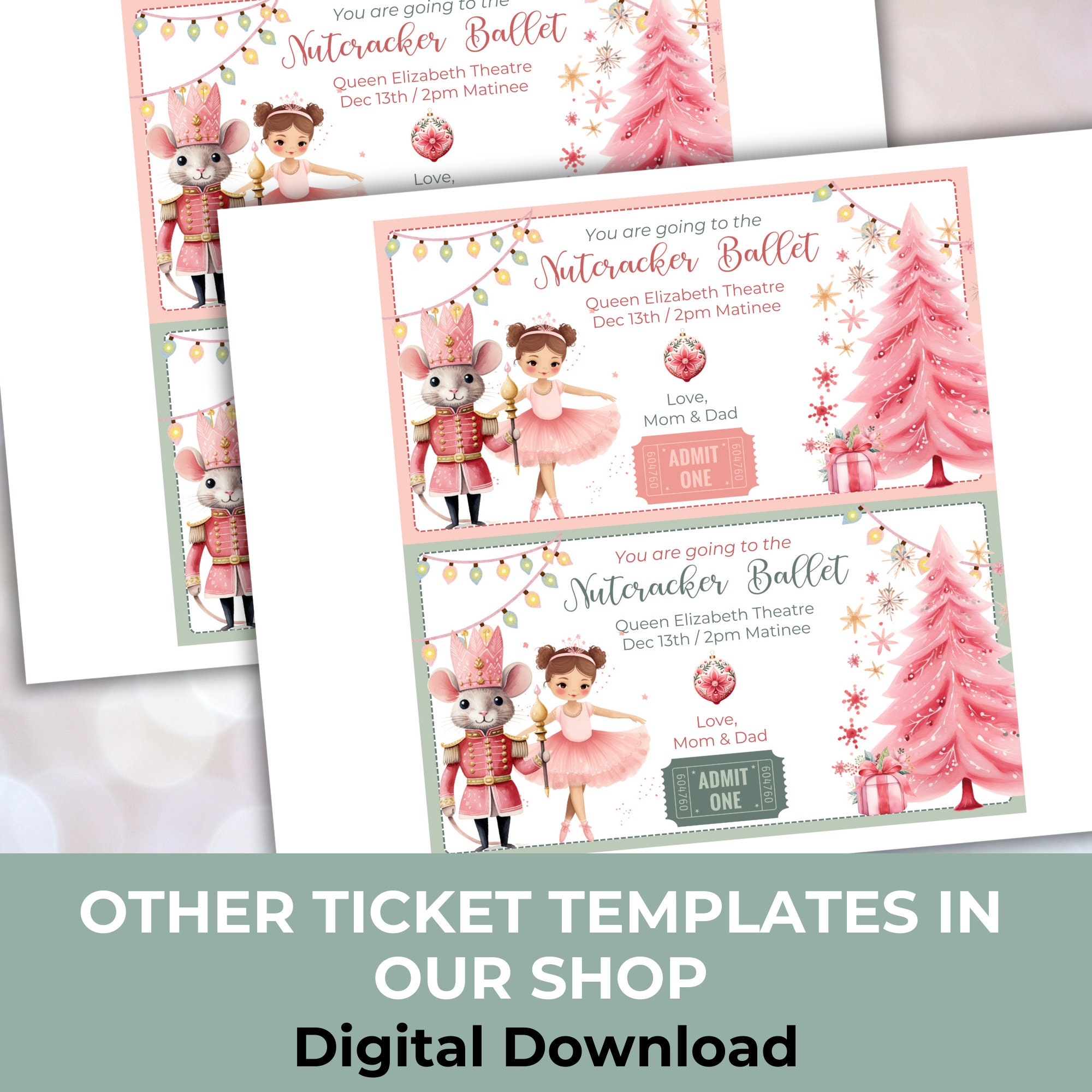 Editable Nutcracker Ticket Personalized Nutcracker Ballet - Etsy