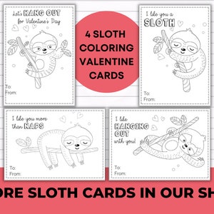 Sloth Valentines / Printable Valentine / Sloth Valentine Card / Instant ...
