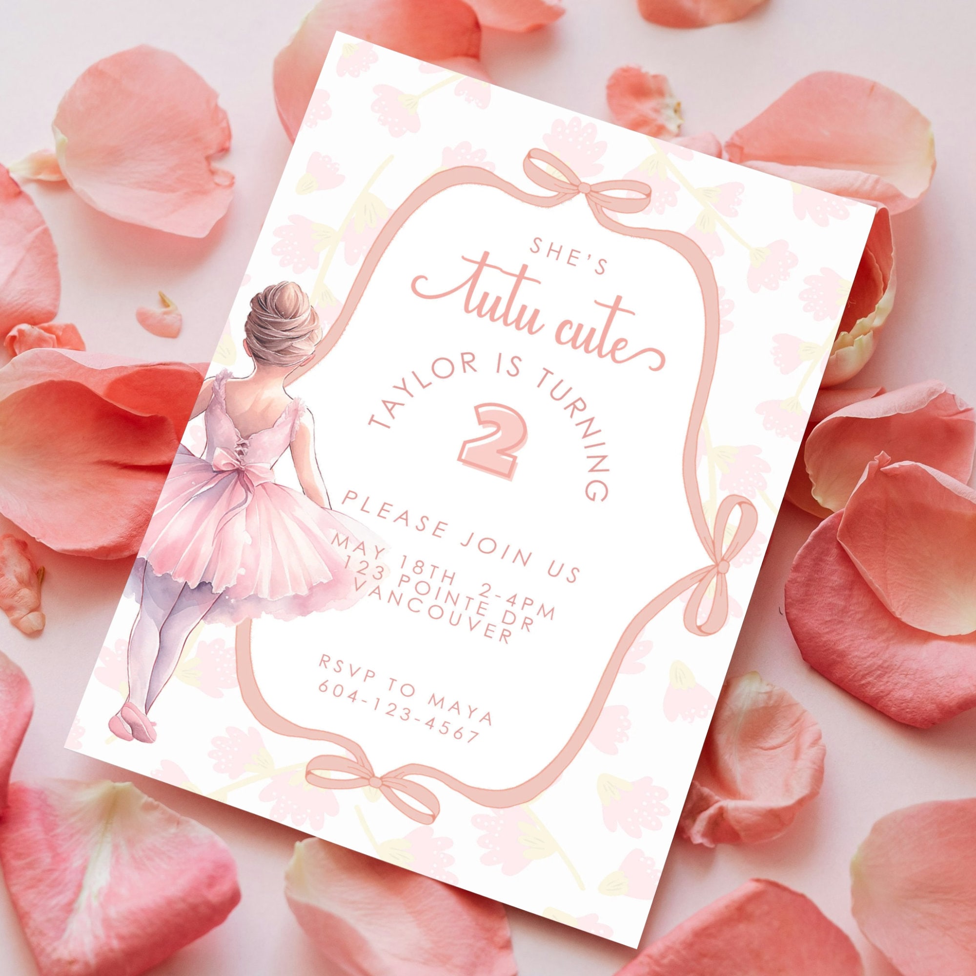 EDITABLE She is Tutu Cute Ballerina Birthday Invitation Template ...