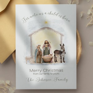 Editable Watercolor Nativity Card Printable, Christmas Card Template ...