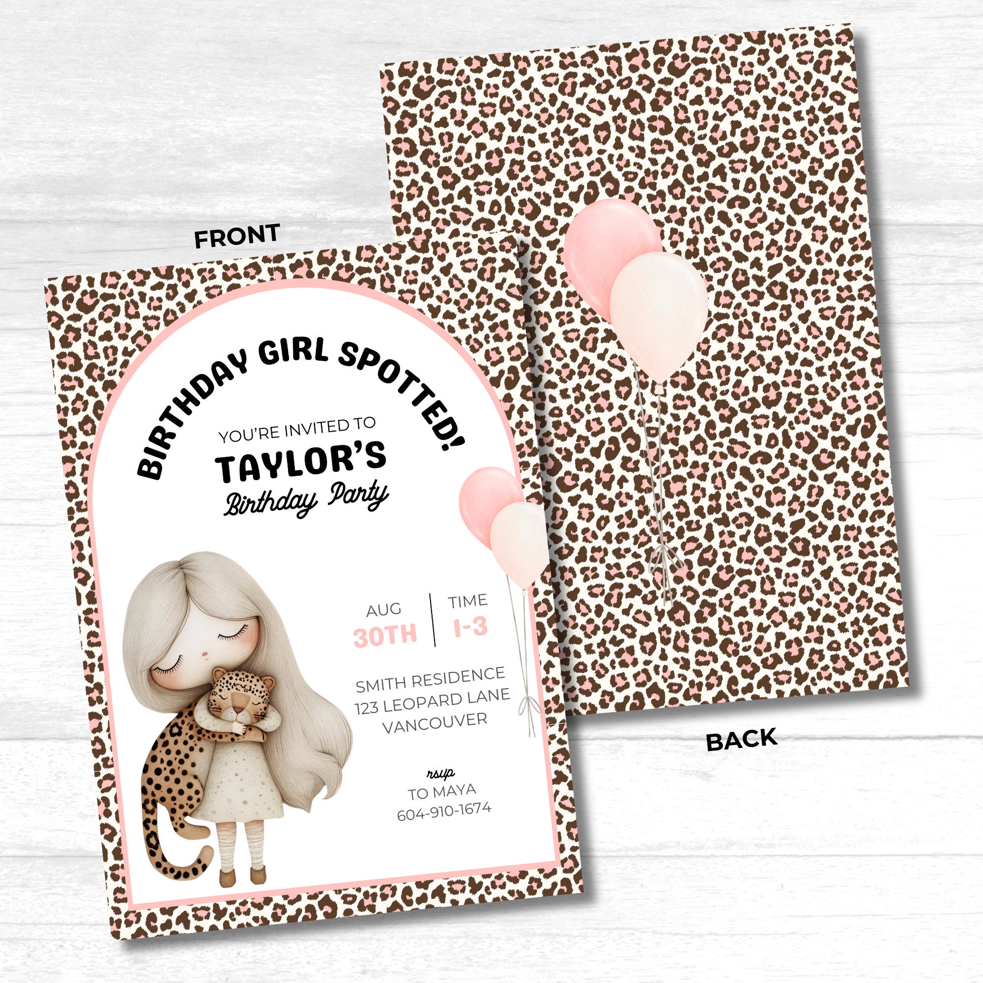 EDITABLE Leopard Birthday Invitation, Wild One Cheetah Birthday Party ...