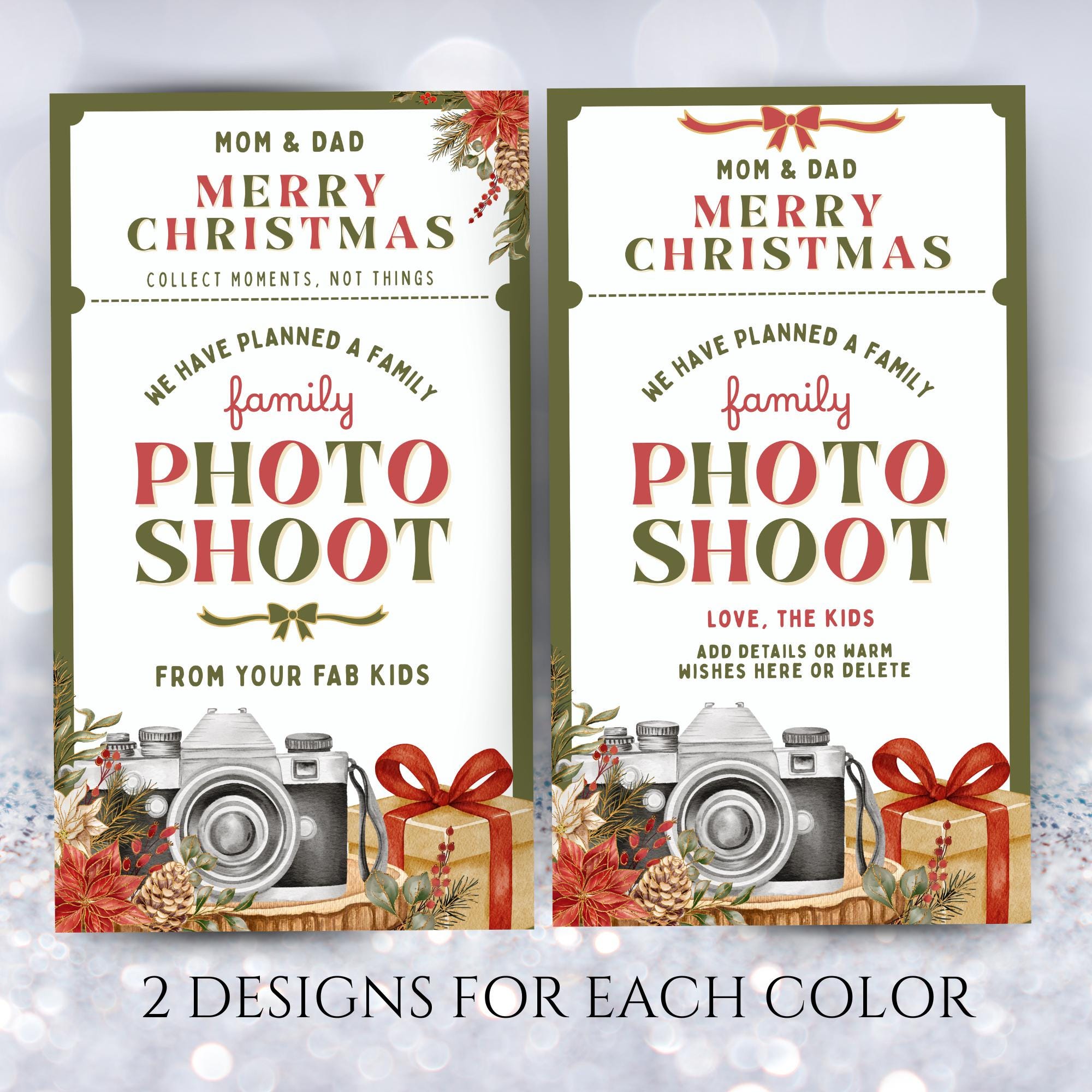 Photo Session Gift Template, Christmas Photo Shoot Gift, Christmas ...