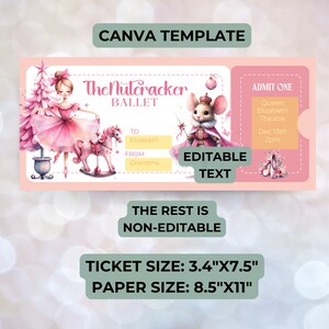 Editable Nutcracker Ticket , Personalized Nutcracker Ballet Surprise ...