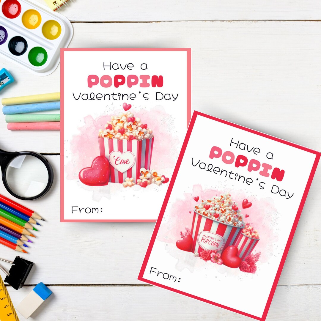 EDITABLE Popcorn Valentine Cards, Poppin Valentines, Popcorn Valentine ...