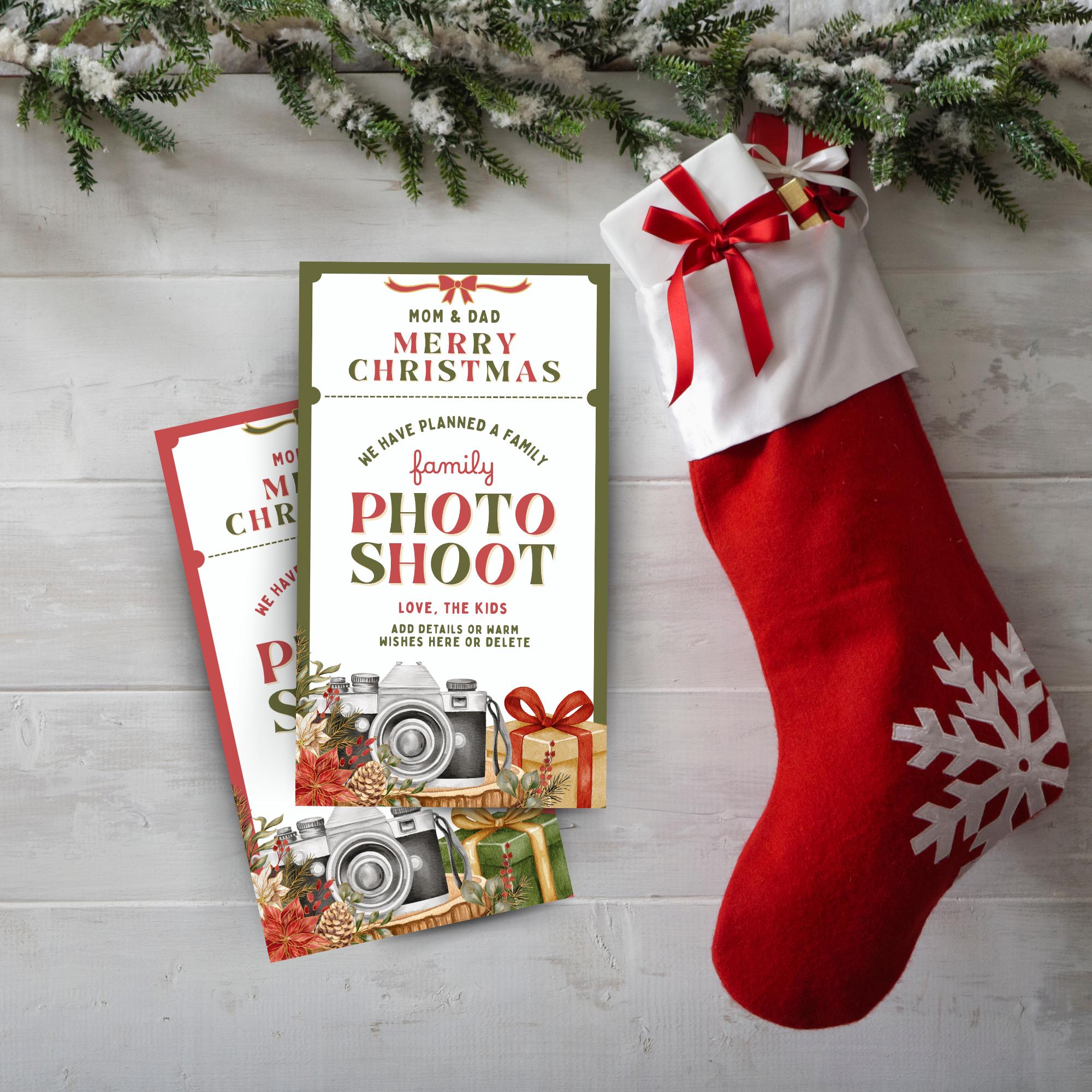 Photo Session Gift Template, Christmas Photo Shoot Gift, Christmas ...