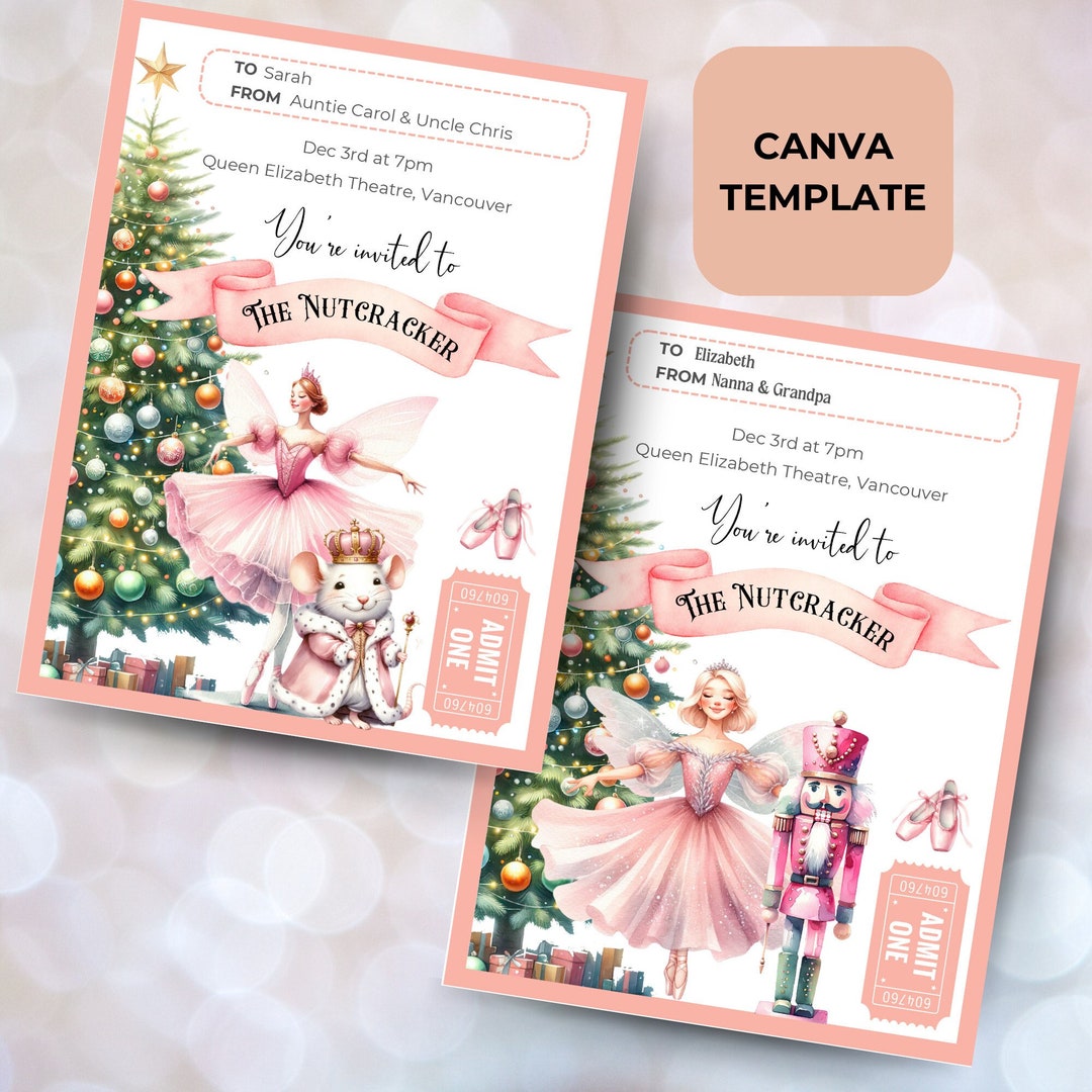 Editable Nutcracker Ticket , Personalized Nutcracker Ballet Surprise ...