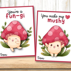 Mushroom Valentine / Printable PDF / Valentines Cards / Cards ...