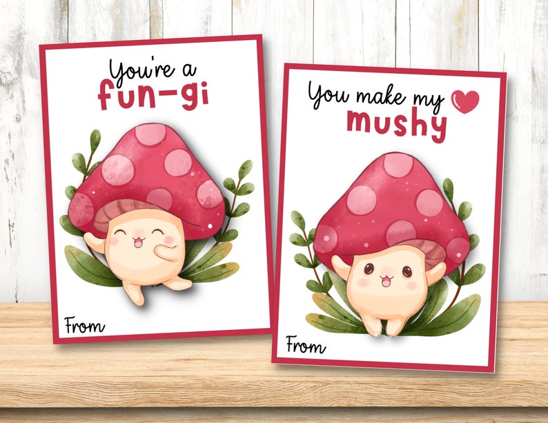 Mushroom Valentine / Printable PDF / Valentines Cards / Cards - Etsy