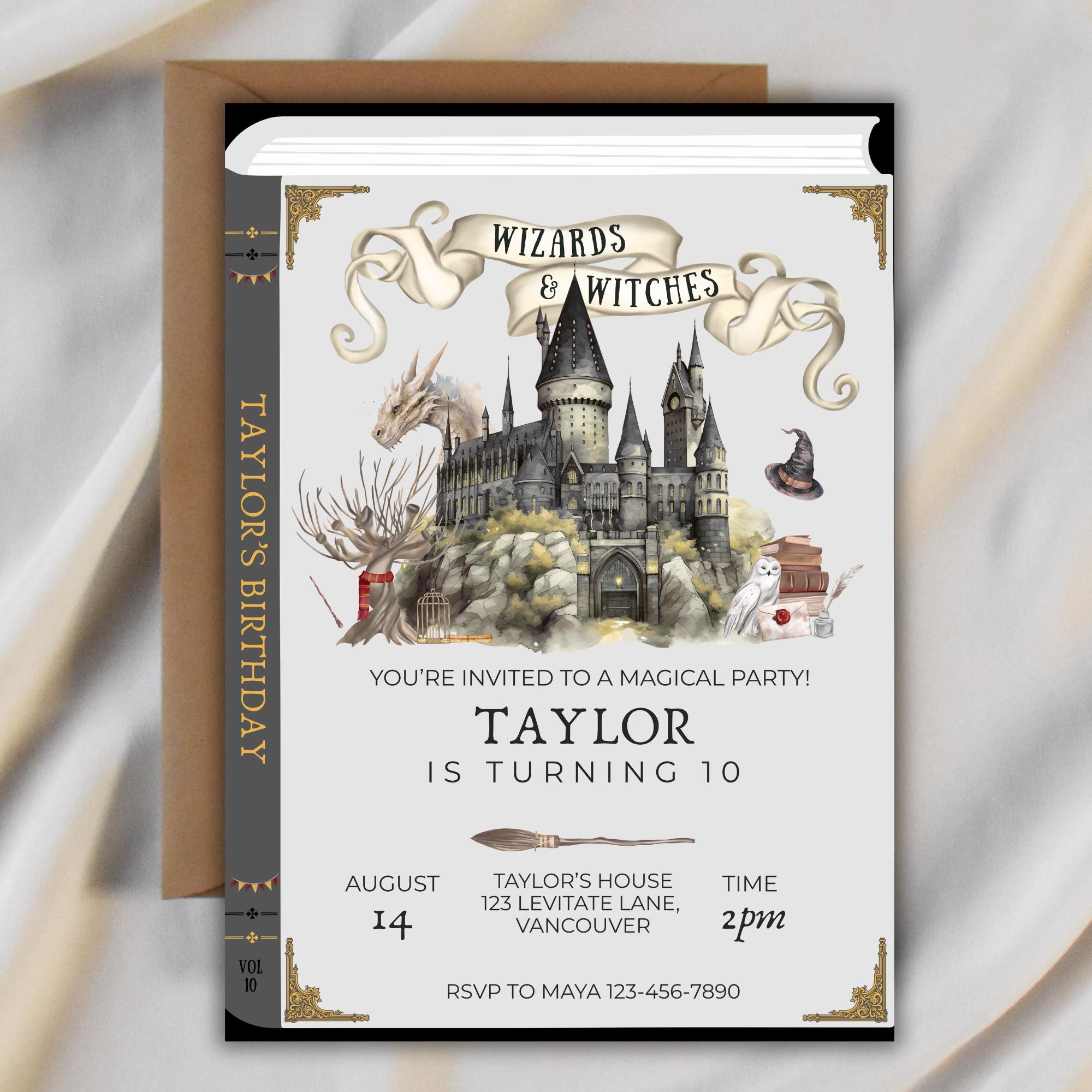 Editable Wizard Invitation Printable, Book Invitation, Wizard Birthday ...