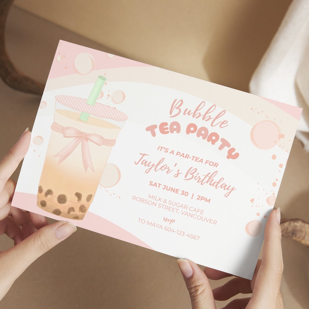Boba Tea Birthday Invitation Template, Birthday Par-tea, Boba Tea Party ...