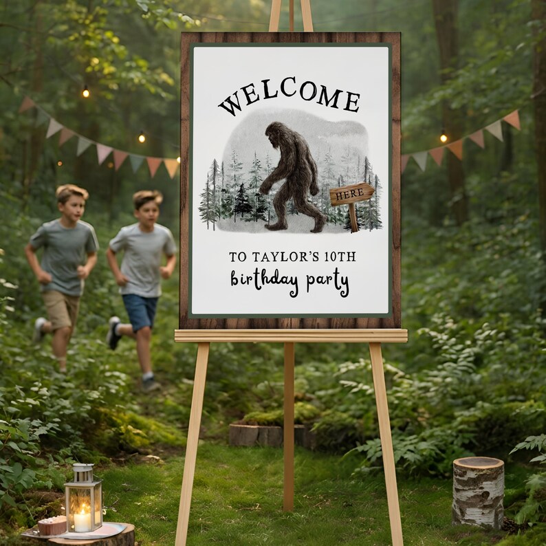 Bigfoot Birthday Welcome Sign Canva Template, Legendary Yeti Party ...