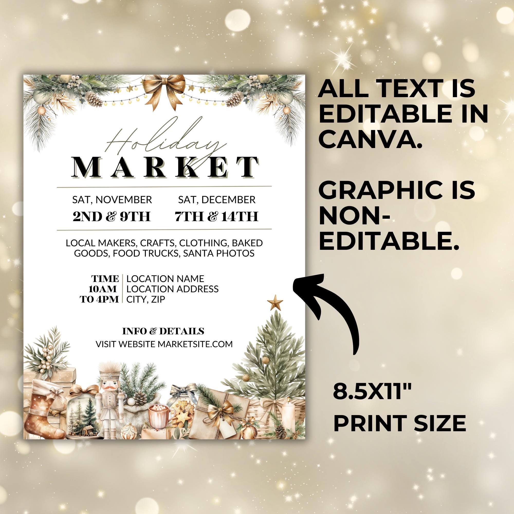 Editable Christmas Market Flyer, Holiday Market Flyer Printable, Craft ...