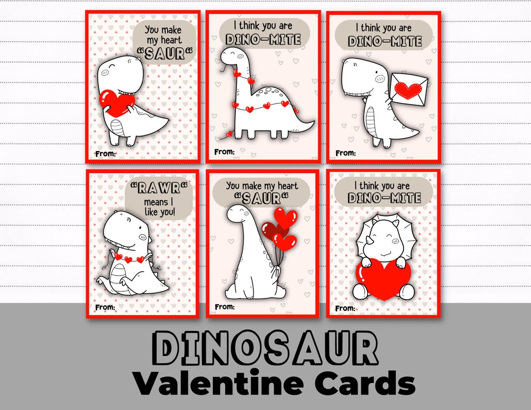 Printable Dinosaur Valentine / Dinosaur Valentines Day Card / Instant ...