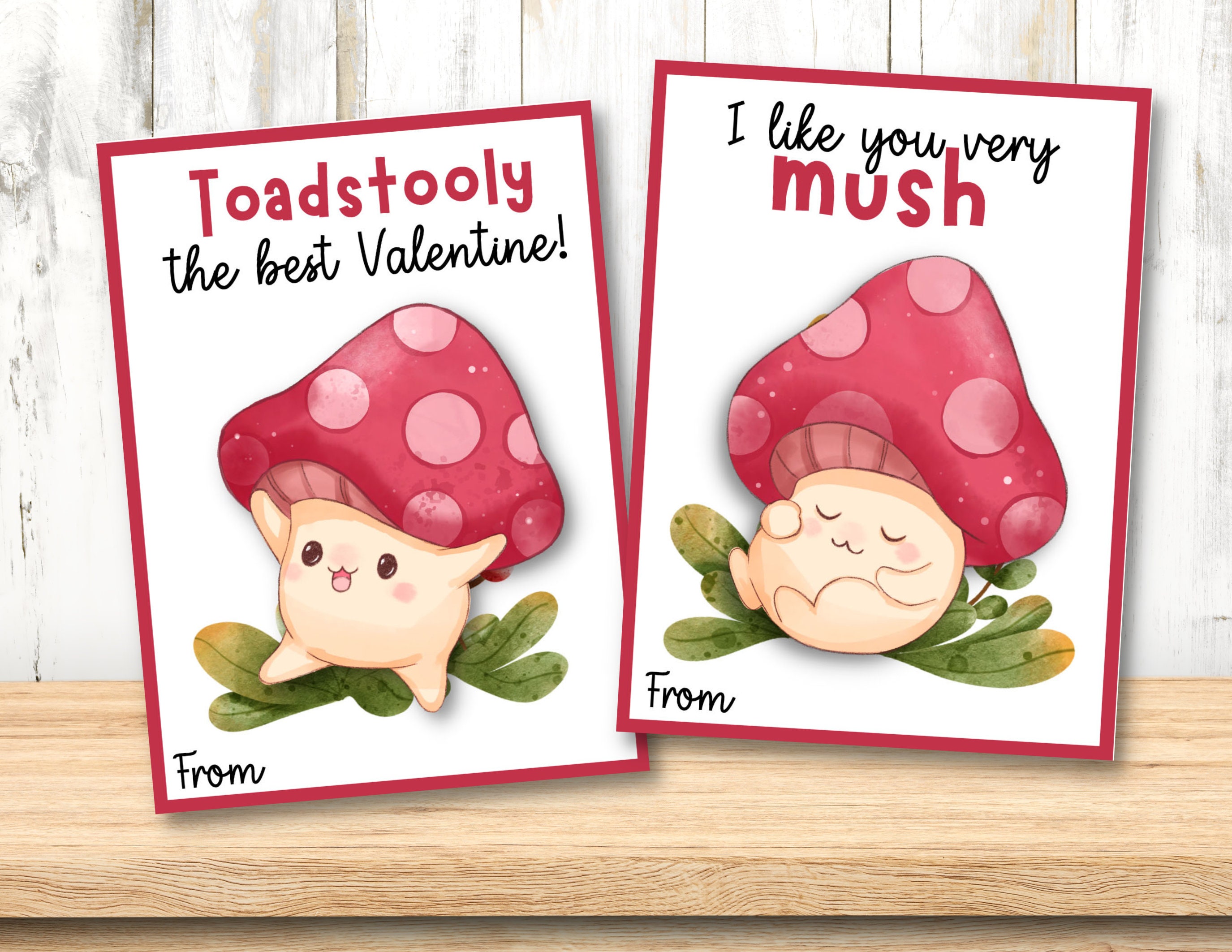 Mushroom Valentine / Printable PDF / Valentines Cards / Cards ...