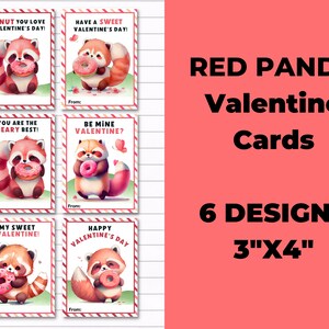Red Panda Valentine Printable / Panda Valentine Cards / Donut ...