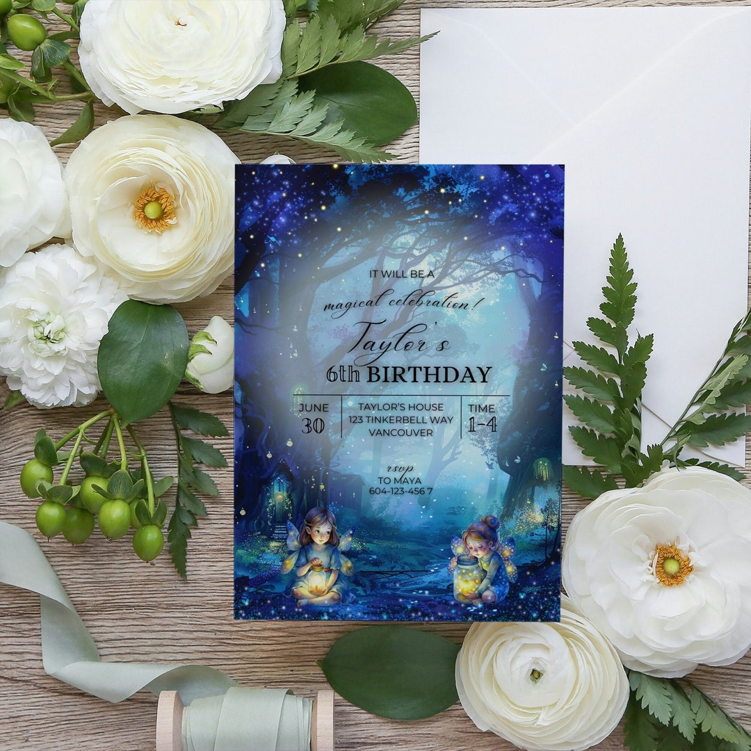 EDITABLE Woodland Fairy Birthday Invitation, Enchanted Forest Birthday ...