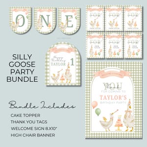 PARTY BUNDLE, Goose Birthday Decor, Silly Goose Thank You Tags, High ...