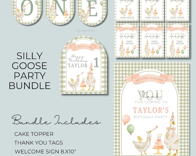 PARTY BUNDLE, Goose Birthday Decor, Silly Goose Thank You Tags, High ...