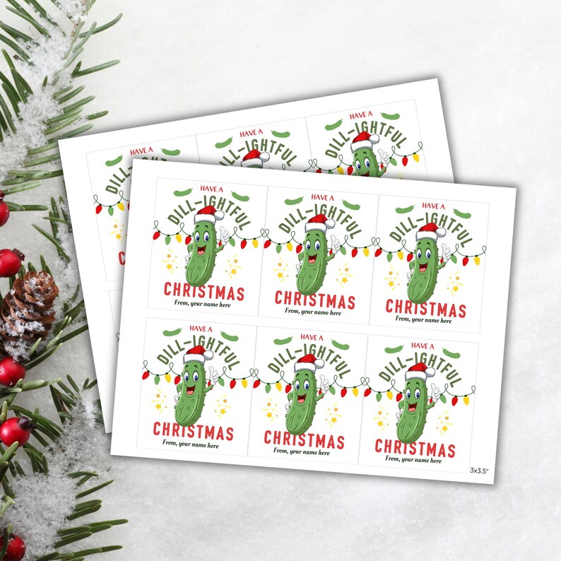 Have A Dill-ightful Holiday Printable Tag, Christmas Pickle Tags ...