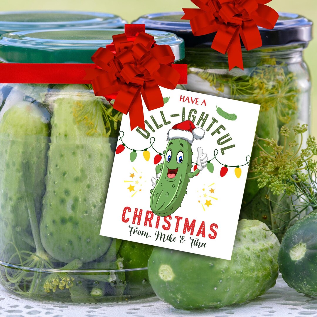 Have A Dill-ightful Holiday Printable Tag, Christmas Pickle Tags ...