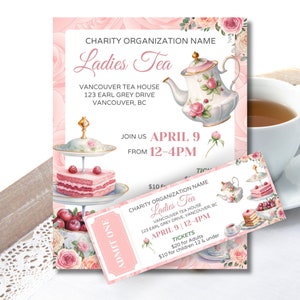 EDITABLE Tea Party Event Ticket, High Tea Party Template, Tea Party ...