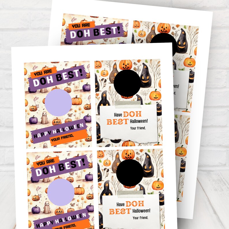 Halloween Play Doh Card Template Printable Doh Best Halloween - Etsy