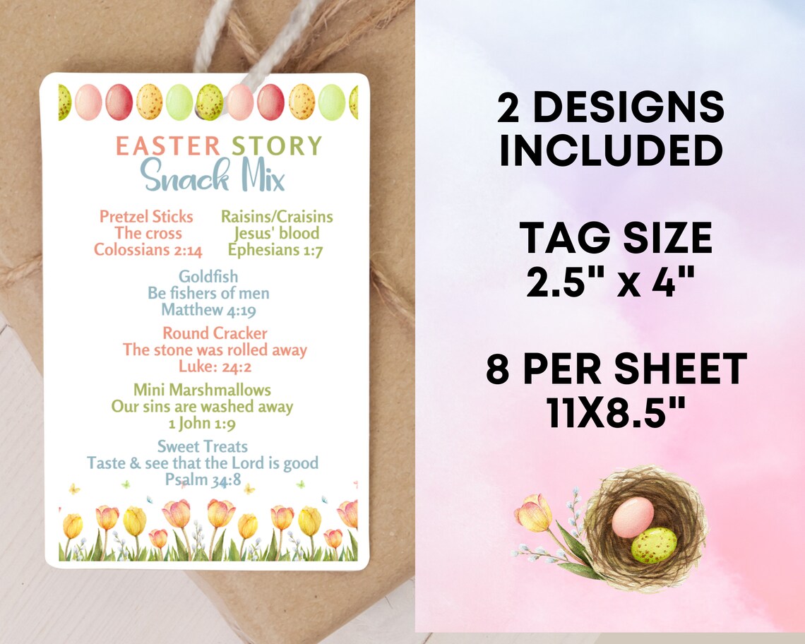 The Easter Story Snack Mix Printable Tag and Bag Topper, Easter Basket ...