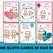 Sloth Valentines / Printable Valentine / Sloth Valentine Card / Instant ...