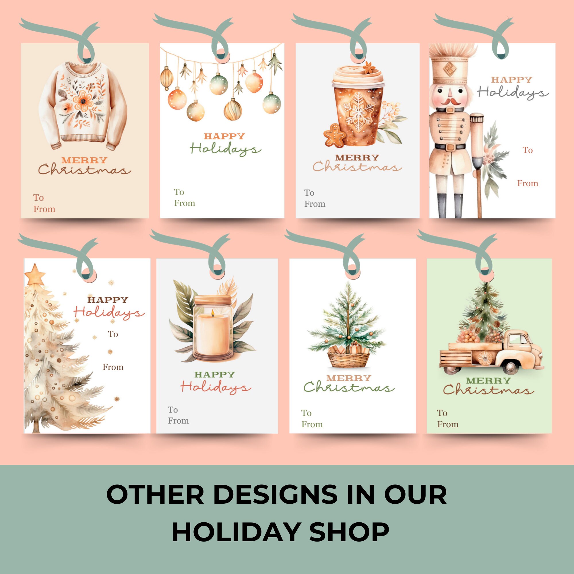 Editable Cozy Christmas Tags, Set of 8 Printable Christmas Gift Tags ...
