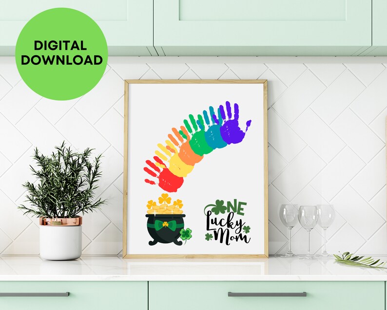 St. Patrick's Day Rainbow Handprint Craft, Pot of Gold Toddler Craft ...
