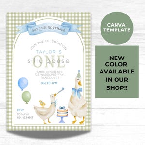 One Silly Goose Birthday Invitation, Goose Invitation, Silly Goose ...