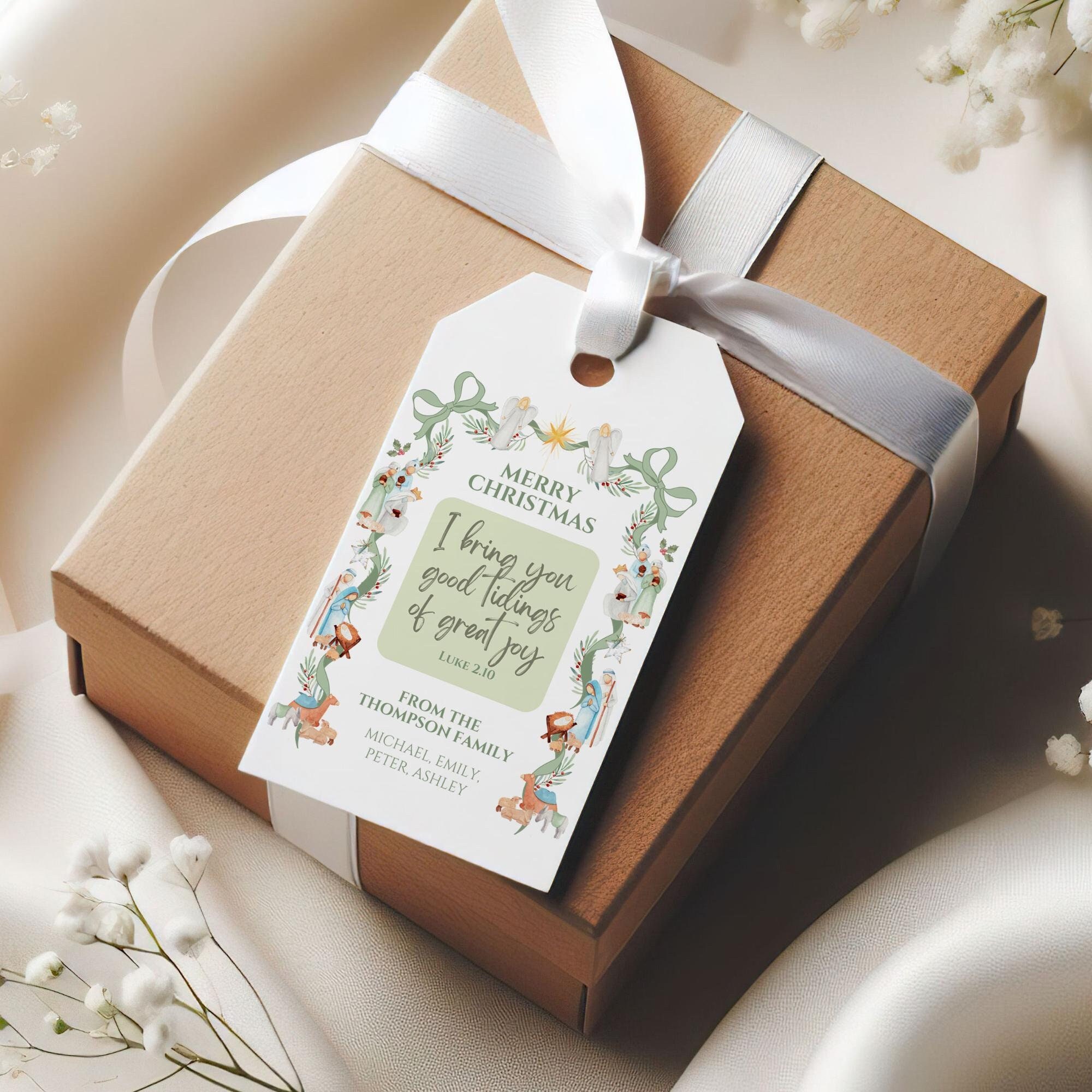 Nativity Christmas Gift Tags, Scripture Gift Tag, Bible Verse Tag Holy ...