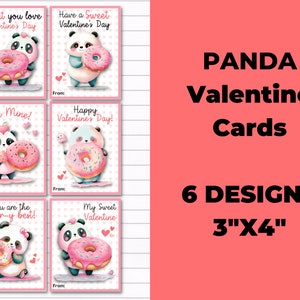 Panda Valentine Printable / Panda Valentine Cards / Donut Valentines ...