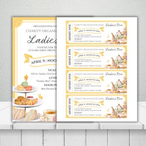 EDITABLE Tea Party Event Ticket, High Tea Party Template, Tea Party ...