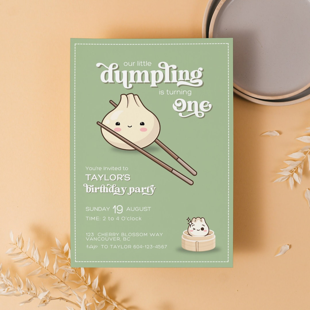 EDITABLE Little Dumpling Birthday Invitation, First Birthday Bao ...