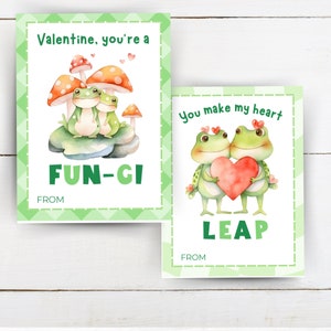 EDITABLE Frog Valentine's Day Cards SET, 12 Printable Valentines, Hoppy ...