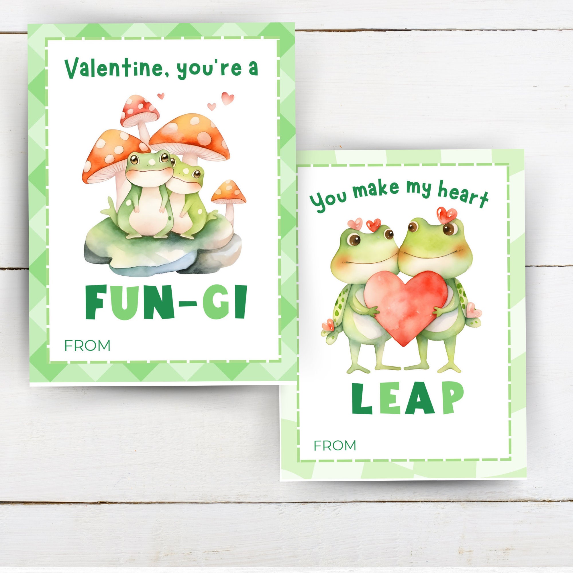 EDITABLE Frog Valentine's Day Cards SET, 12 Printable Valentines, Hoppy ...