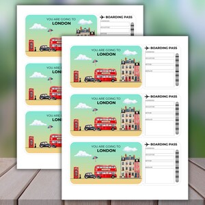 EDITABLE London England Surprise Gift Ticket, Editable Plane Ticket ...