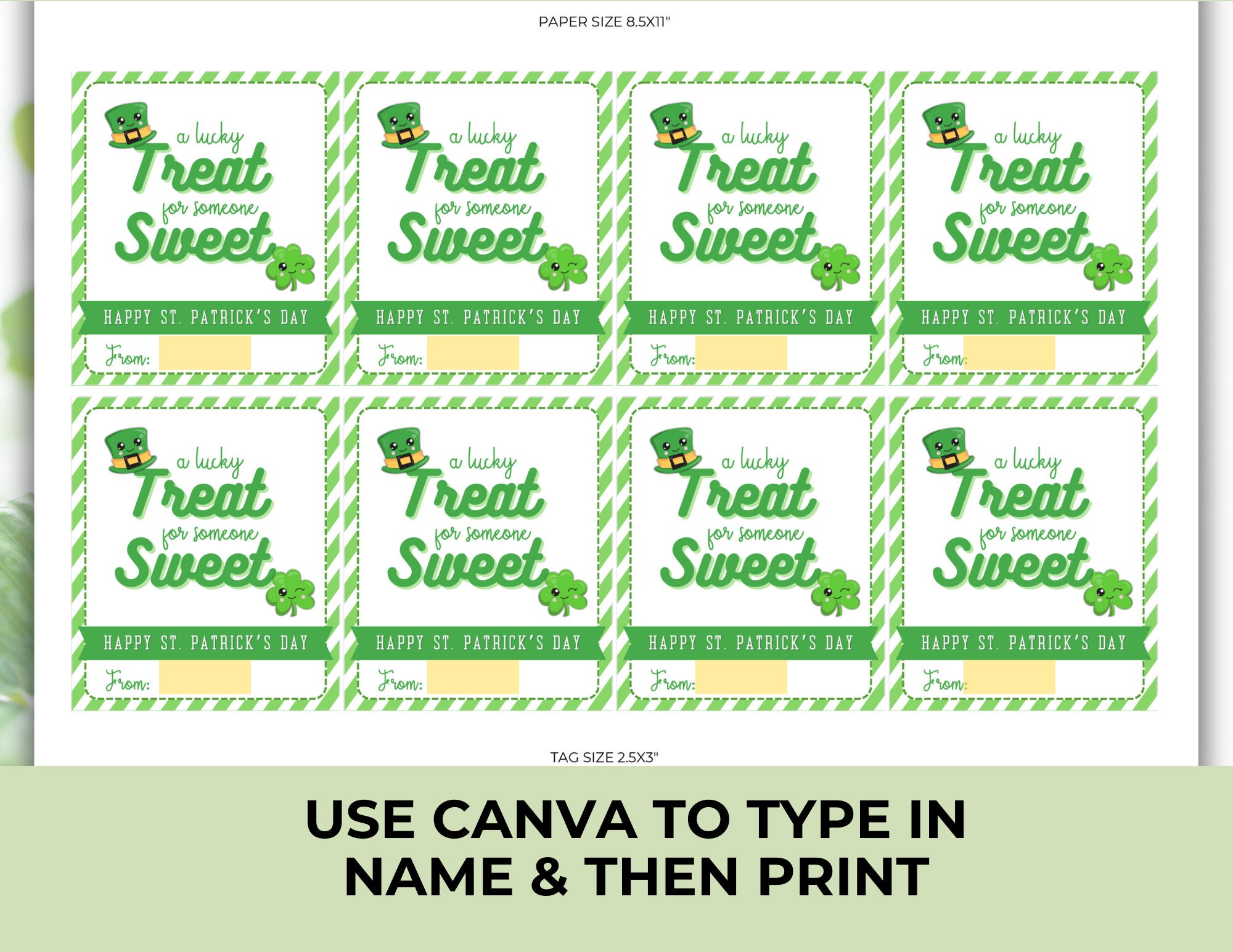 EDITABLE St Patrick's Day Gift Tags, Lucky Treat for Someone Sweet Tag ...