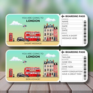 EDITABLE London England Surprise Gift Ticket, Editable Plane Ticket ...