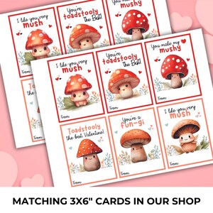 Printable Mushroom Valentine Tags, Kids Valentines, Mushroom Tags for ...