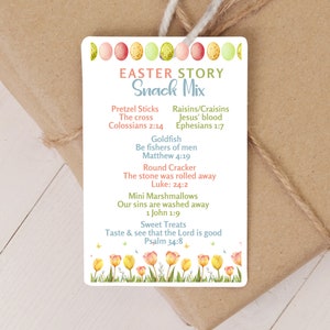 Religious Easter Story Snack Mix Printable Gift Tags, Easter Basket ...