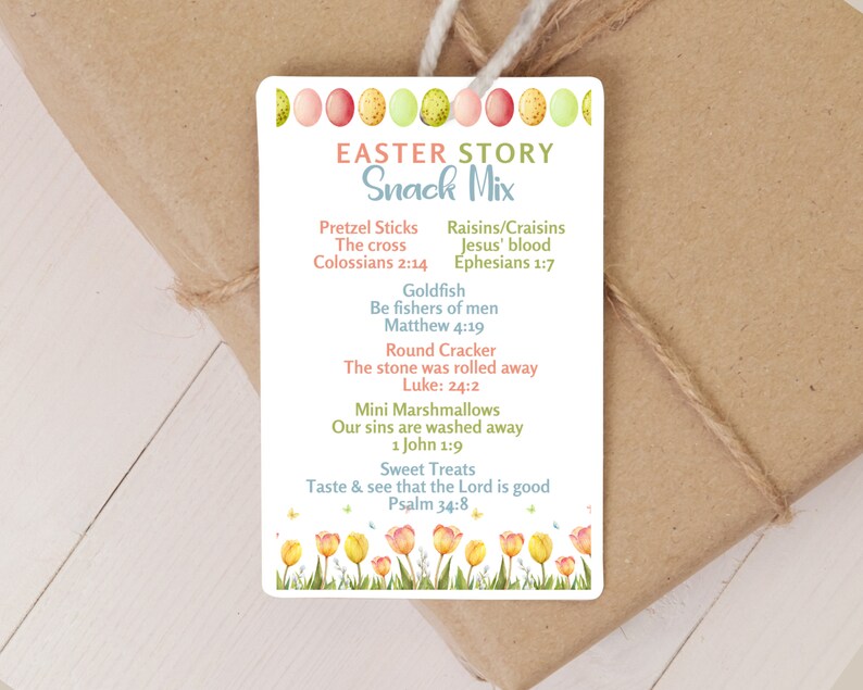Religious Easter Story Snack Mix Printable Gift Tags, Easter Basket ...