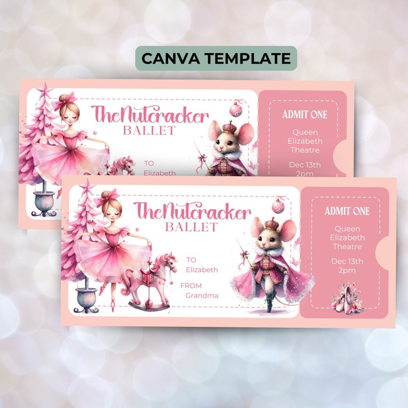 Editable Nutcracker Ticket , Personalized Nutcracker Ballet Surprise ...