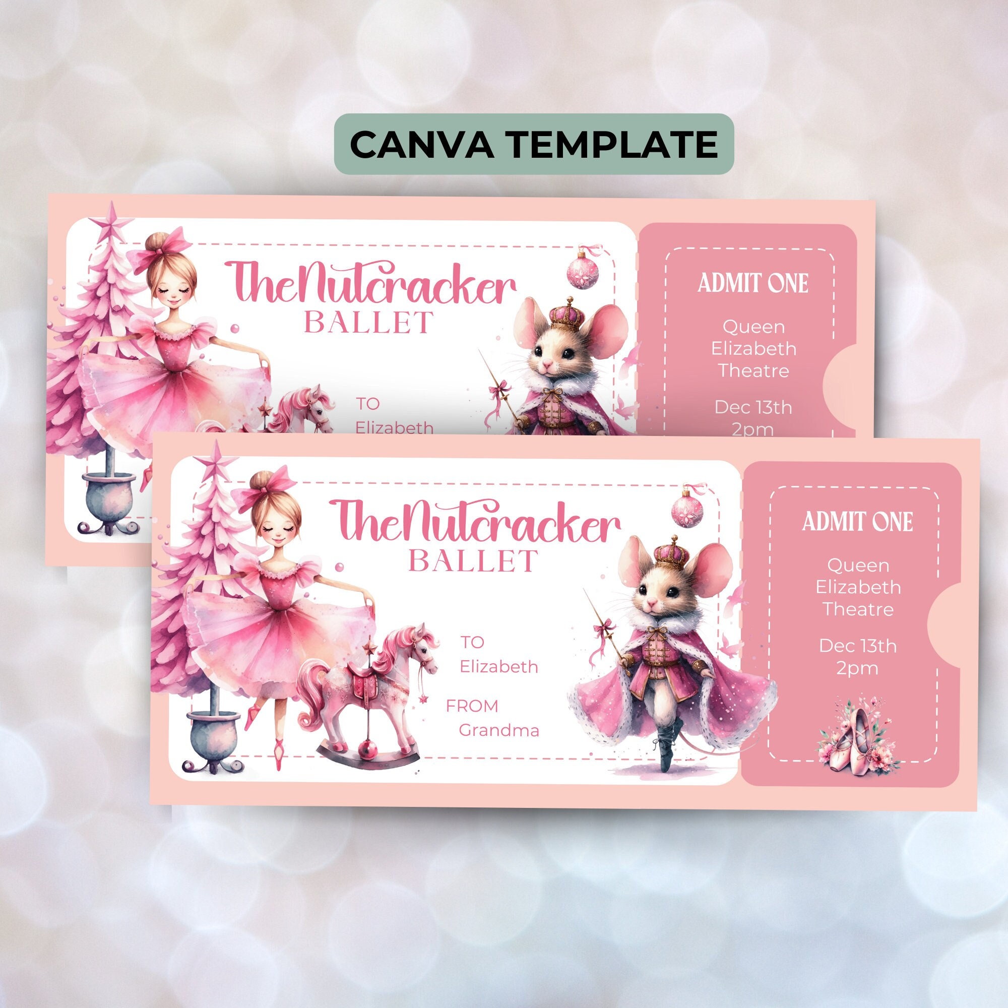 Editable Nutcracker Ticket Personalized Nutcracker Ballet - Etsy