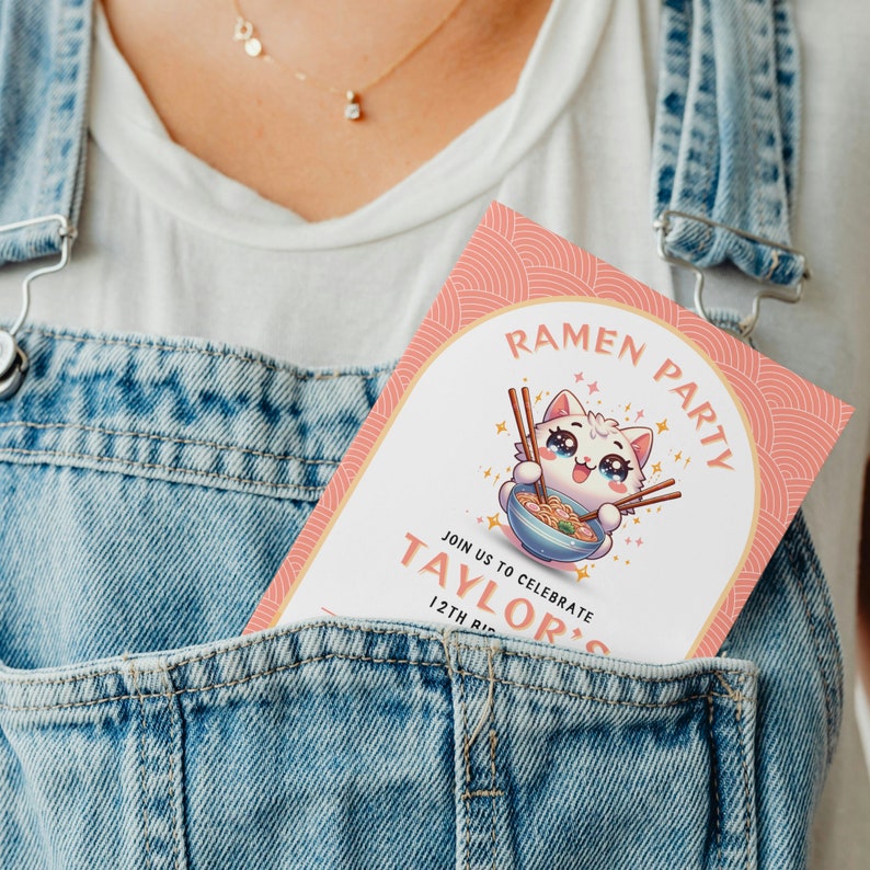 EDITABLE Cat Ramen Party Invitation, Japanese Party Invitation Template ...
