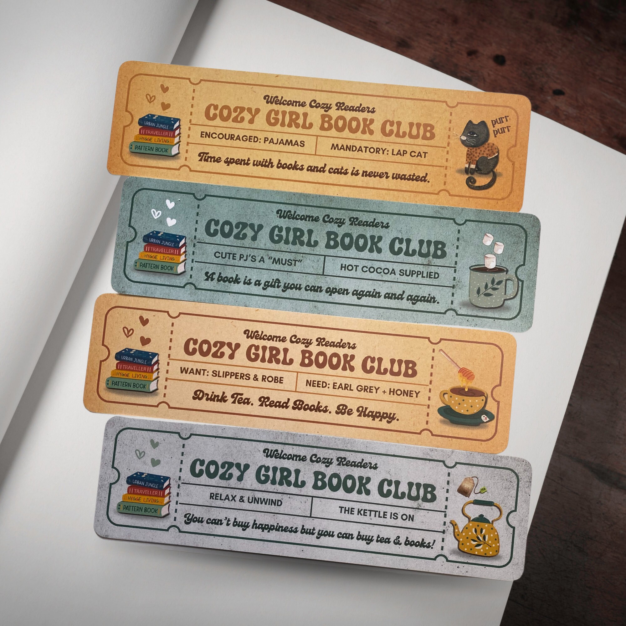 Cozy Girl Book Club Bookmark Cozy Book Club Bookmark Ticket - Etsy Canada