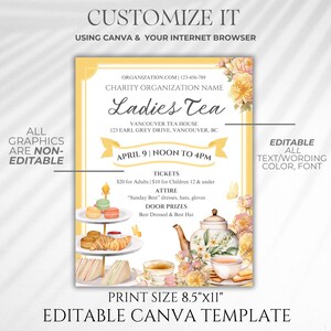EDITABLE Tea Party Event Ticket, High Tea Party Template, Tea Party ...